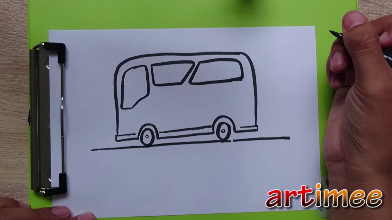 How to draw a mini bus - YouTube