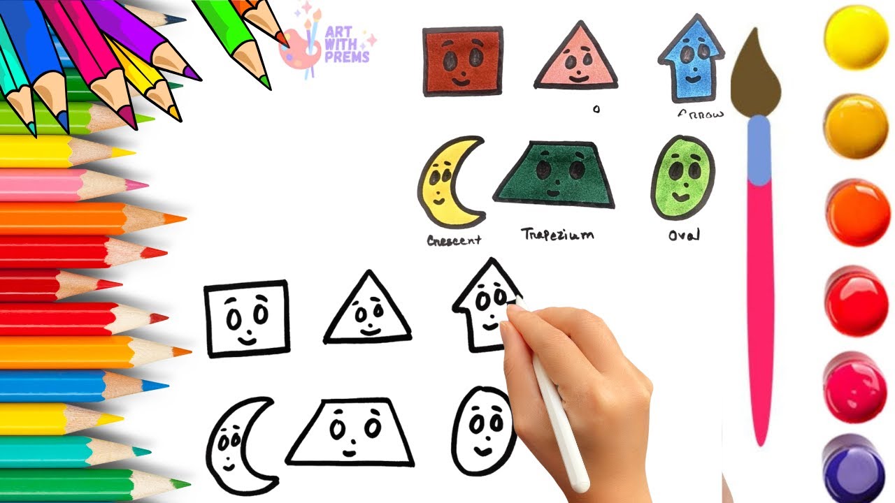 How To Draw cute Shape Drawing, Painting & Coloring For Kids & Toddlers ...
