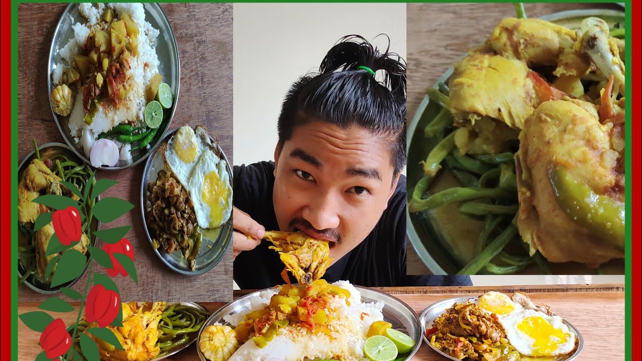 Eating | Thai chicken Curry | Fried egg | Fried Snails | White Rice ...