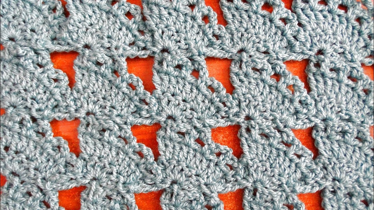 Large Crochet Fan Stitch - Crochet stitch video tutorial - Right handed ...