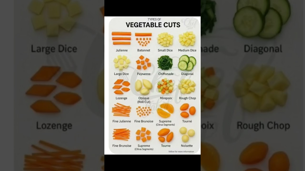 Types of Vegetable Cuts | Cooking Basics for Beginners 🍳 | find my recipes