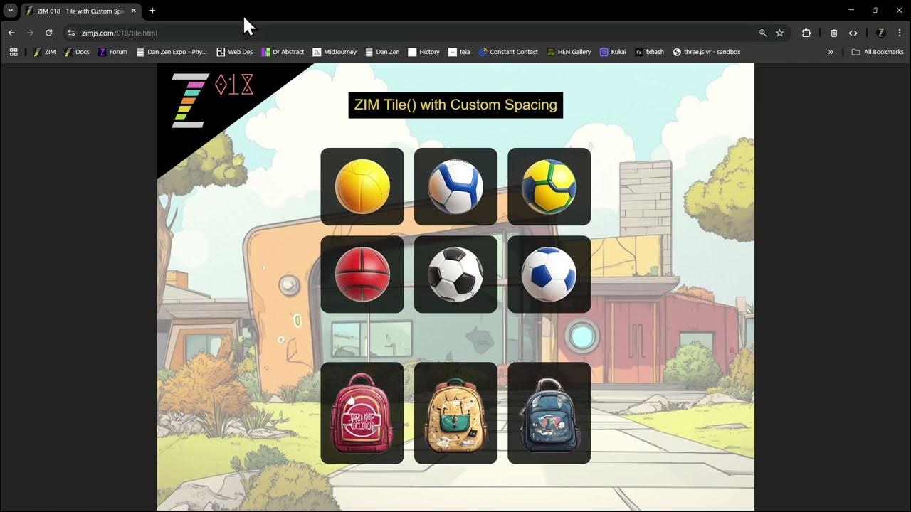 ZIM Bubbling 220. Dynamic Spacing in Tile. #JavaScript #Canvas #tile #spacing - YouTube