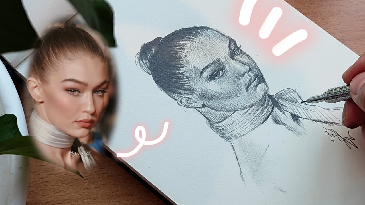 how to draw a portrait of Gigi hadid using the Loomis method |fast ...