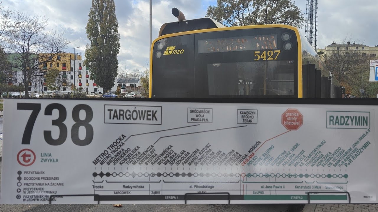 Linia 738 - Solaris Urbino 18 III #5427 ( MZA Warszawa ) - YouTube