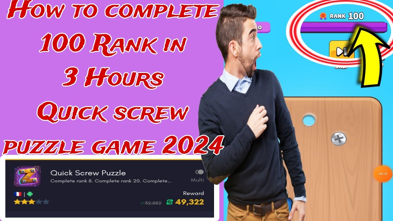 How to complete 100 Rank Quick screw puzzle game 2024 - YouTube