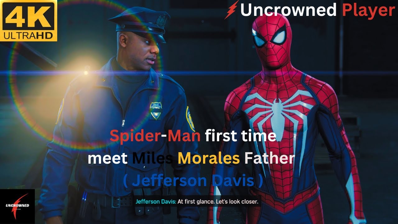 Spider-Man first time meet Miles Morales Father ( Jefferson Davis ...