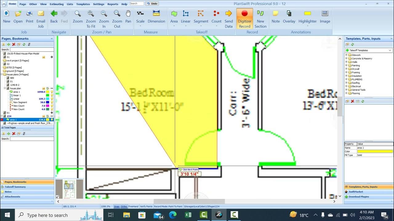how to take takeoff from different pages| part 6 |Planswift |area ...