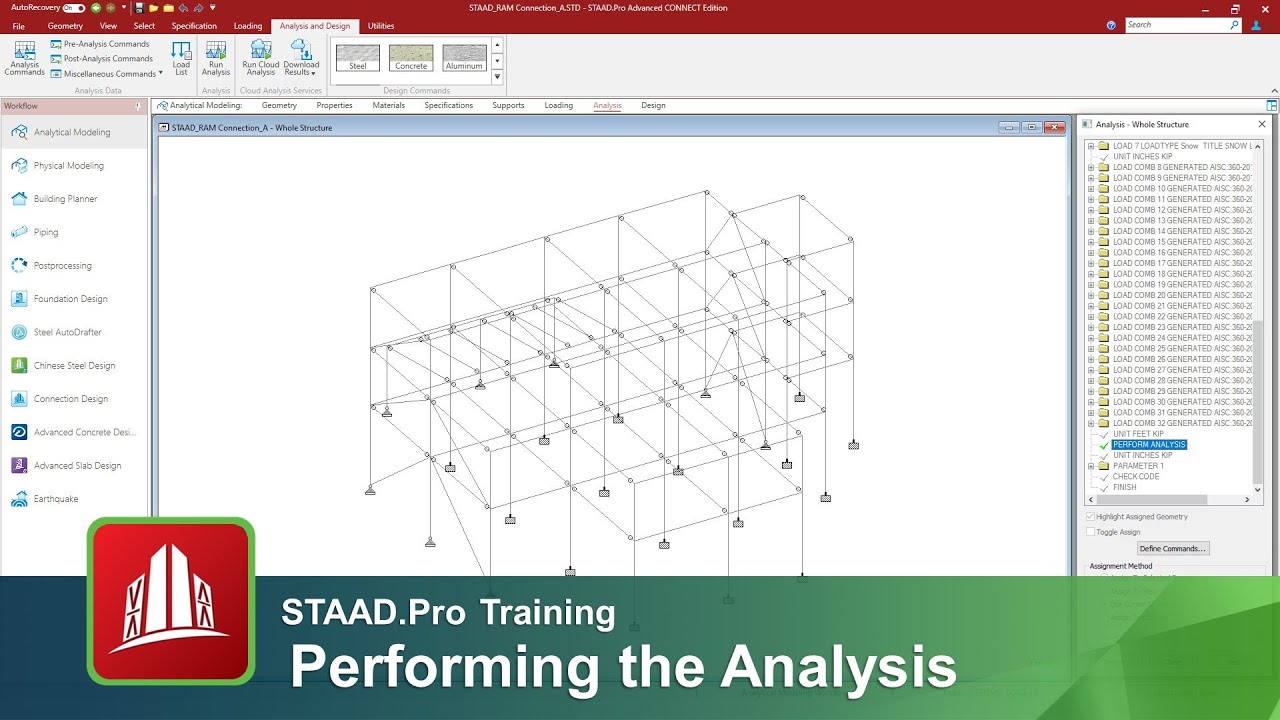 Preparing the Model for Connection Design in STAAD.Pro - YouTube