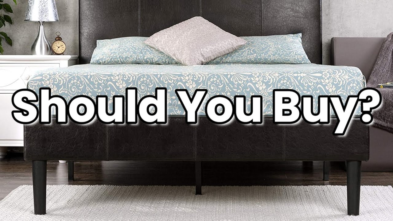 Zinus Gerard Faux Leather Upholstered Platform Bed Frame, Mattress ...
