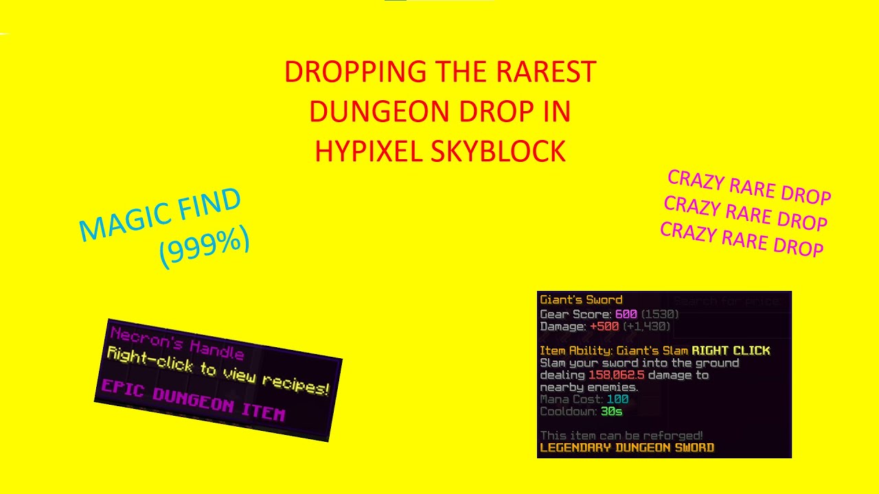 Dropping The Rarest Dungeons Drop [Hypixel Skyblock] - YouTube