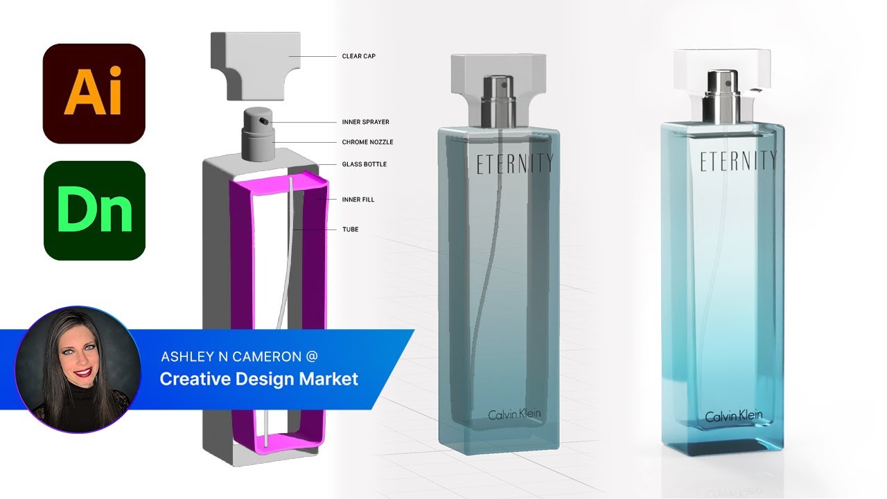 Create a 3D (.obj) Rectangular/Square Perfume Bottle Mockup using Adobe ...