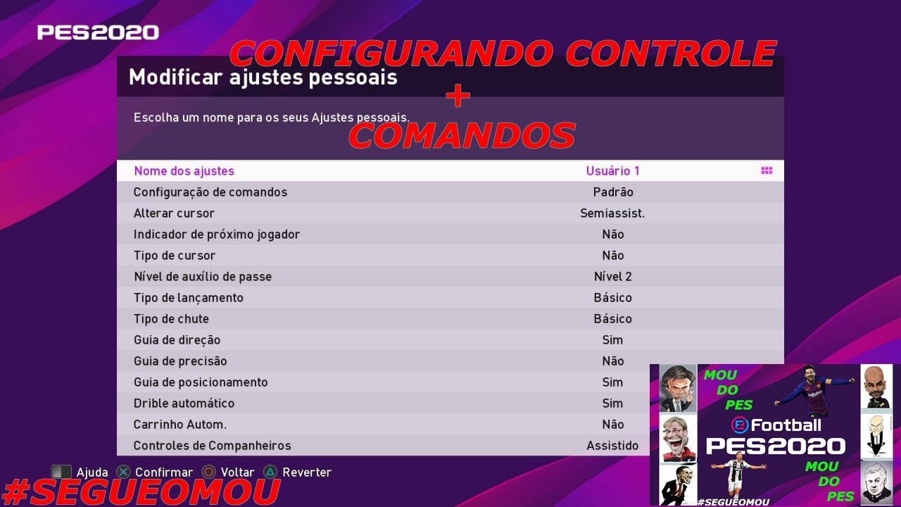 EFOOTBALL PES 2020 - CONFGURANDO CONTROLE + COMANDOS ! - YouTube