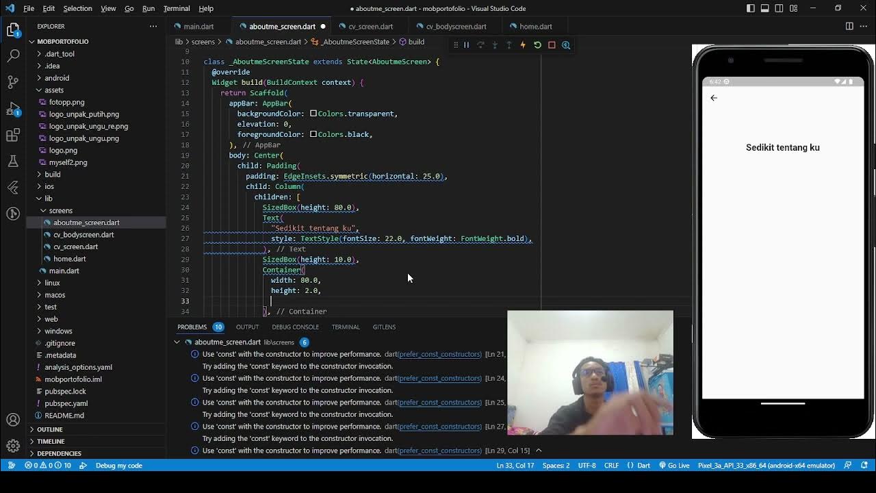 Livecoding Flutter Myportfolio Youtube