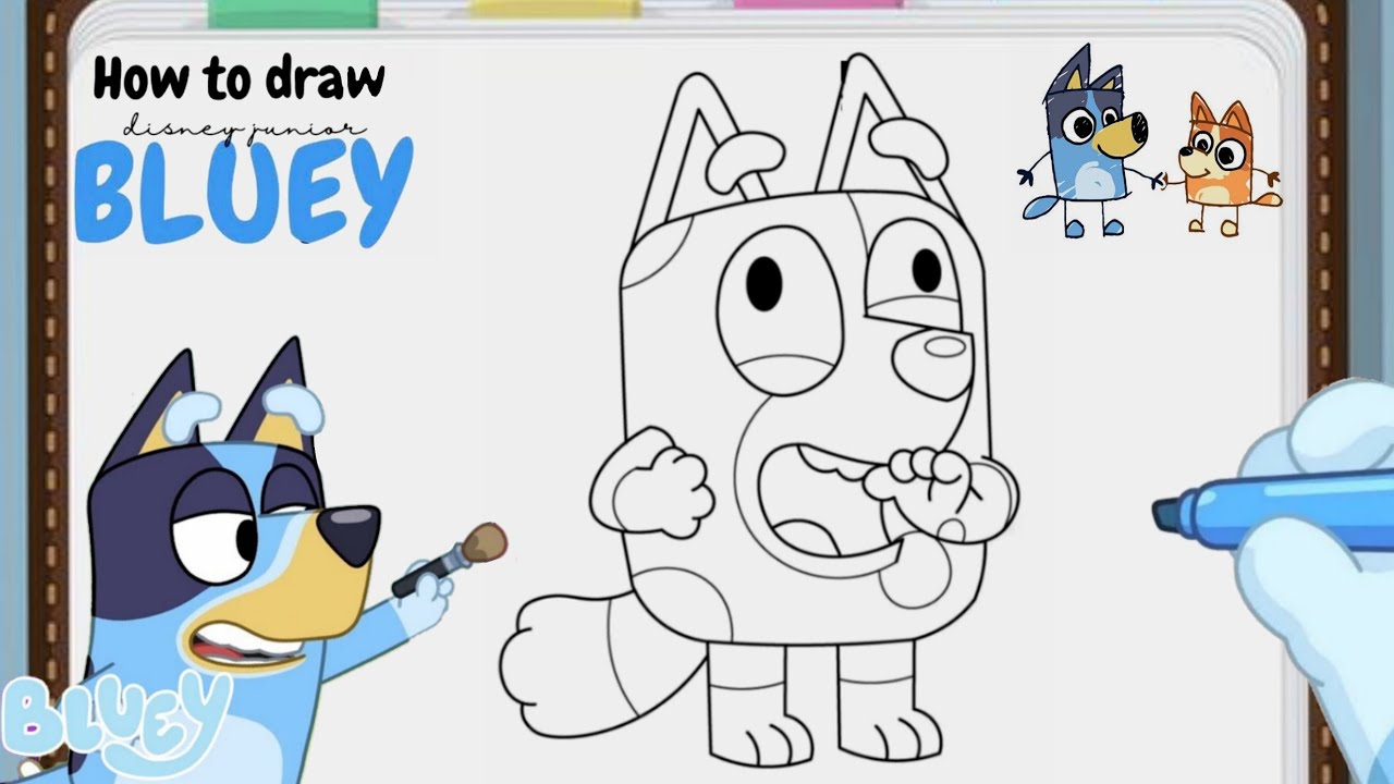 How to draw bluey 😱 | Bluey & Bingo 🔵 drawing cartoon characters for ...