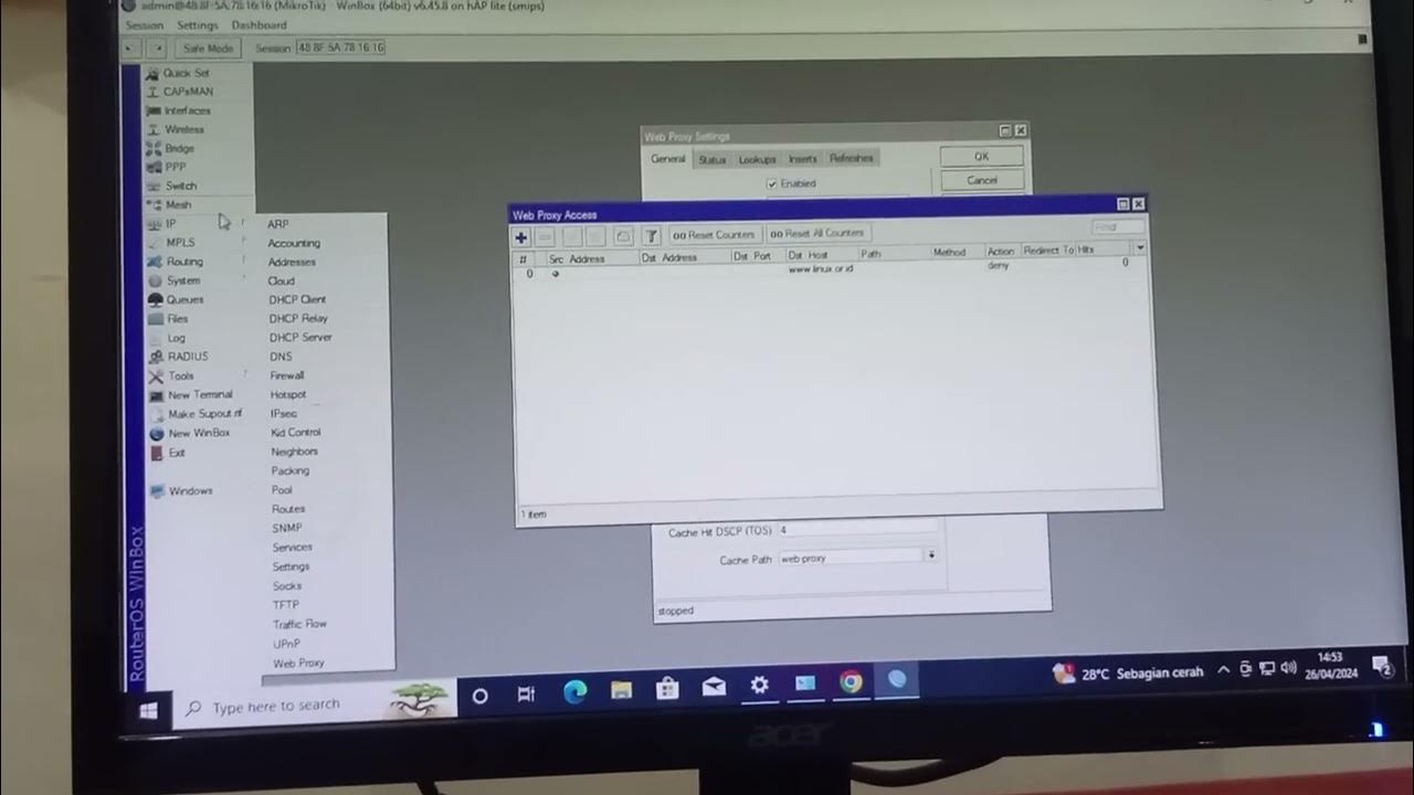 cara blokir web Linux di mikrotik dengan web proxy - YouTube