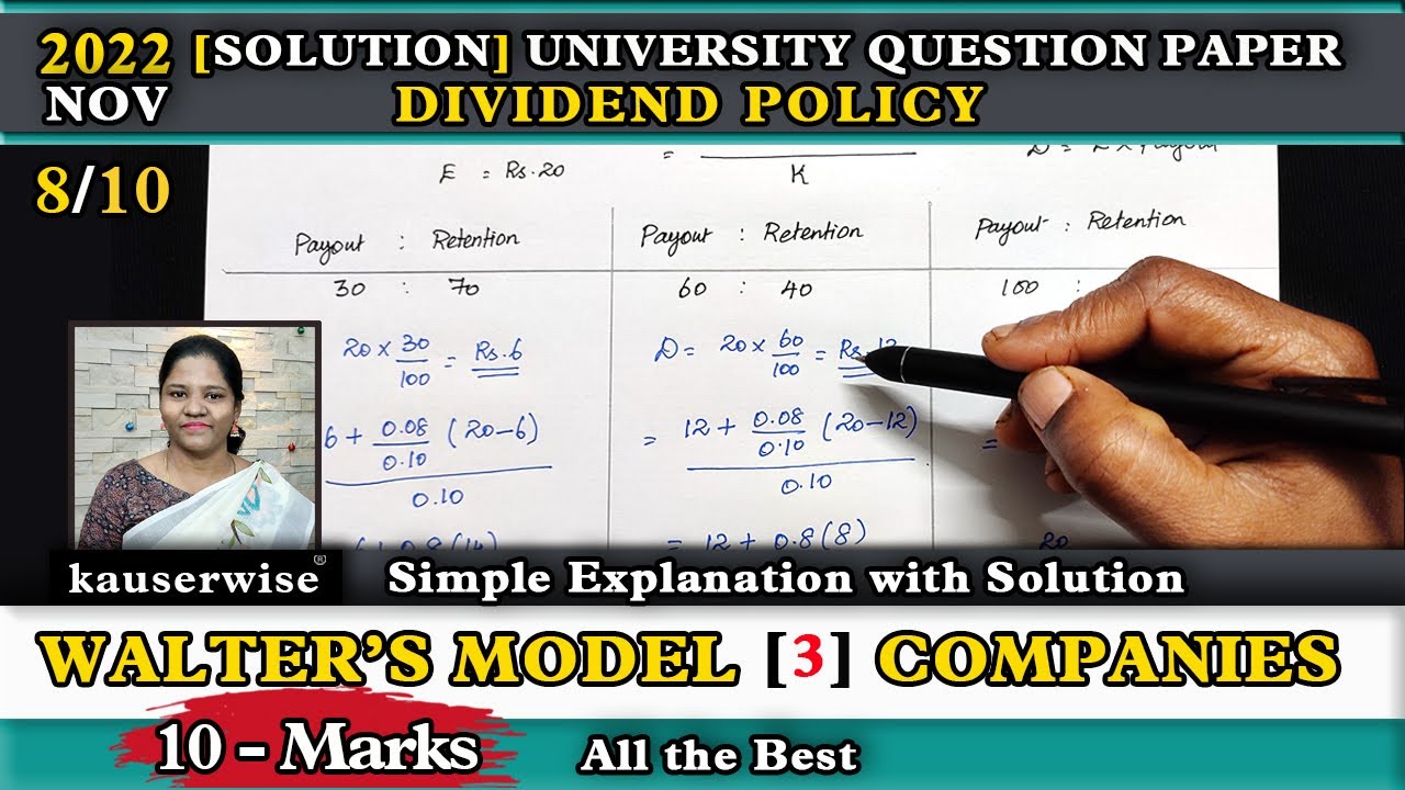 8/10 Dividend Policy | Walter's model |[Solution] University Question ...