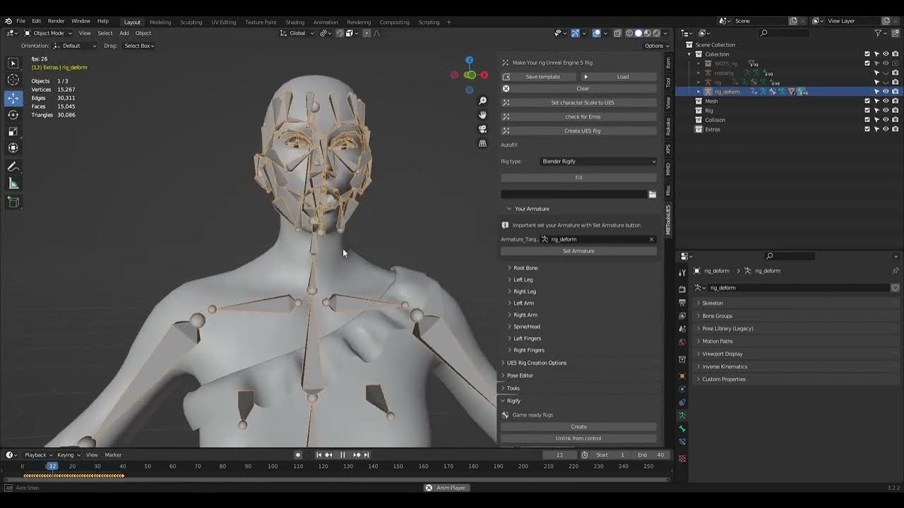 Magic Bone Tools new features for blender rigify with rigify face rig to UE5 - YouTube