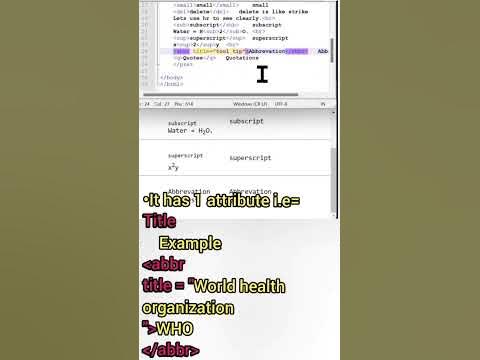 Abbreviations #learning #html #htmltutorial #htmltags #htmlinhindi #shortsfeed #shorts # ...
