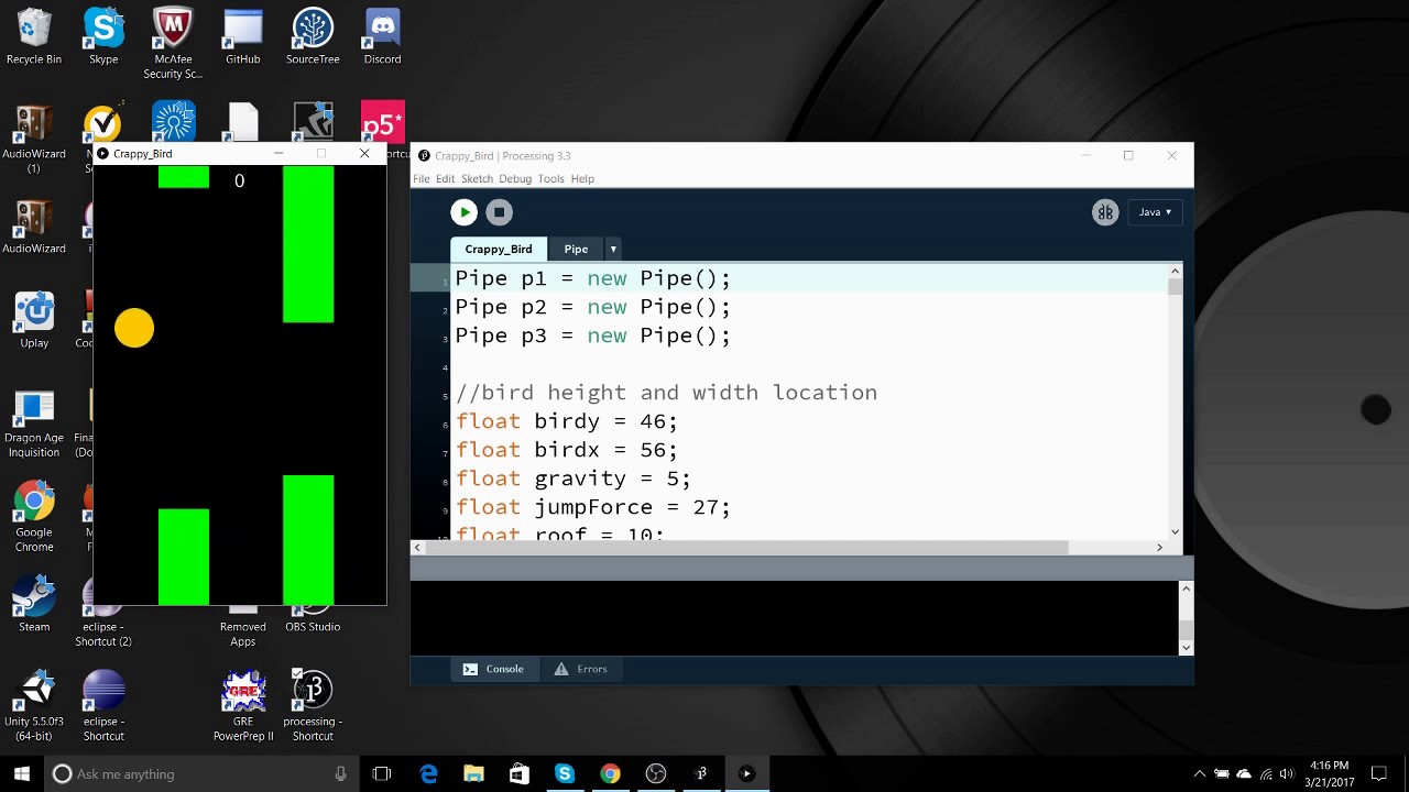 Flappy Bird Made In Processing Youtube
