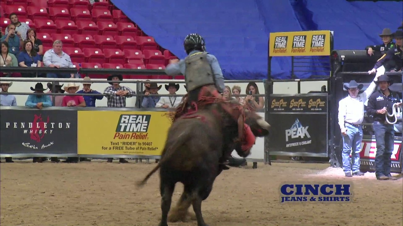 Sage Kimzey rides Scary Harry for 85 points (PBR) - YouTube
