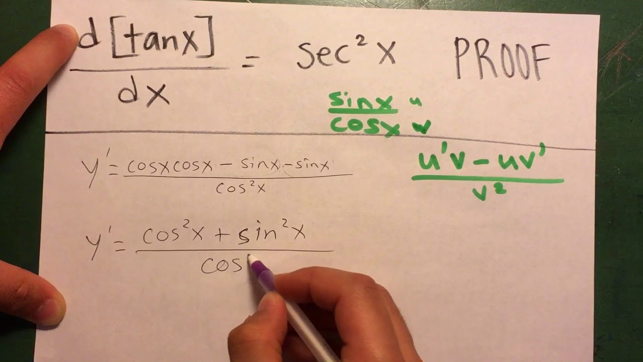Proof: derivative of tanx = sec^2x