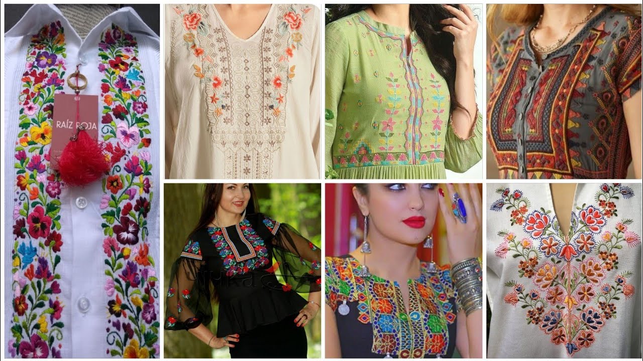 New Cotton Embroidered Shirts/ Embroidery Patterns For Boutique Style ...