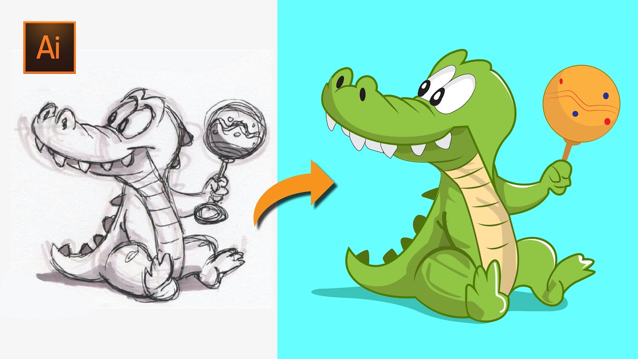 Adobe Illustrator Beginner Tutorial Create A Dragon From Sketch Hd Youtube