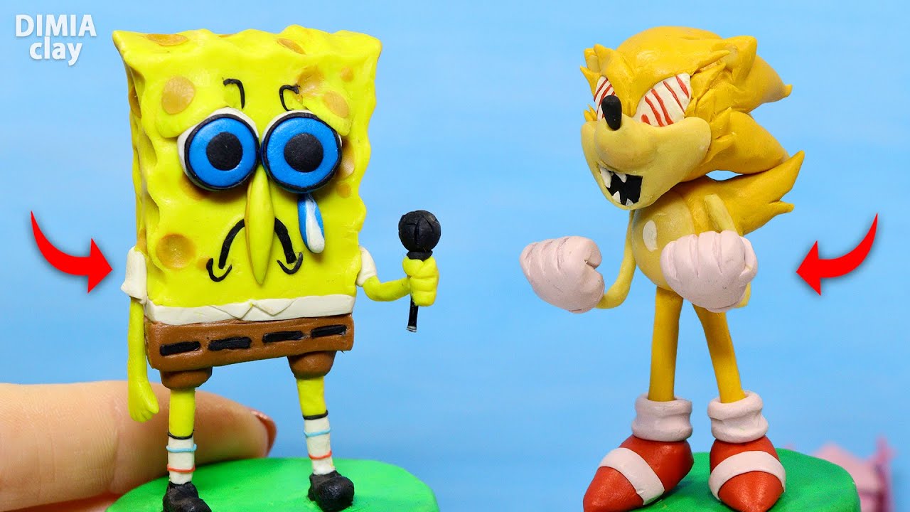 Friday Night Funkin' Spongebob and Super Sonic (SONIC.EXE) | Dimia clay ...