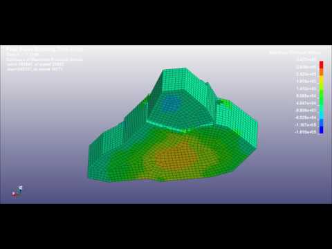 ice island fracture model in LS DYNA-bottom view