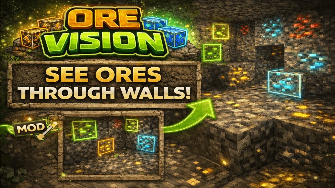 See ORES Through Walls in Minecraft! | Ore Vision Mod / XRAY - YouTube