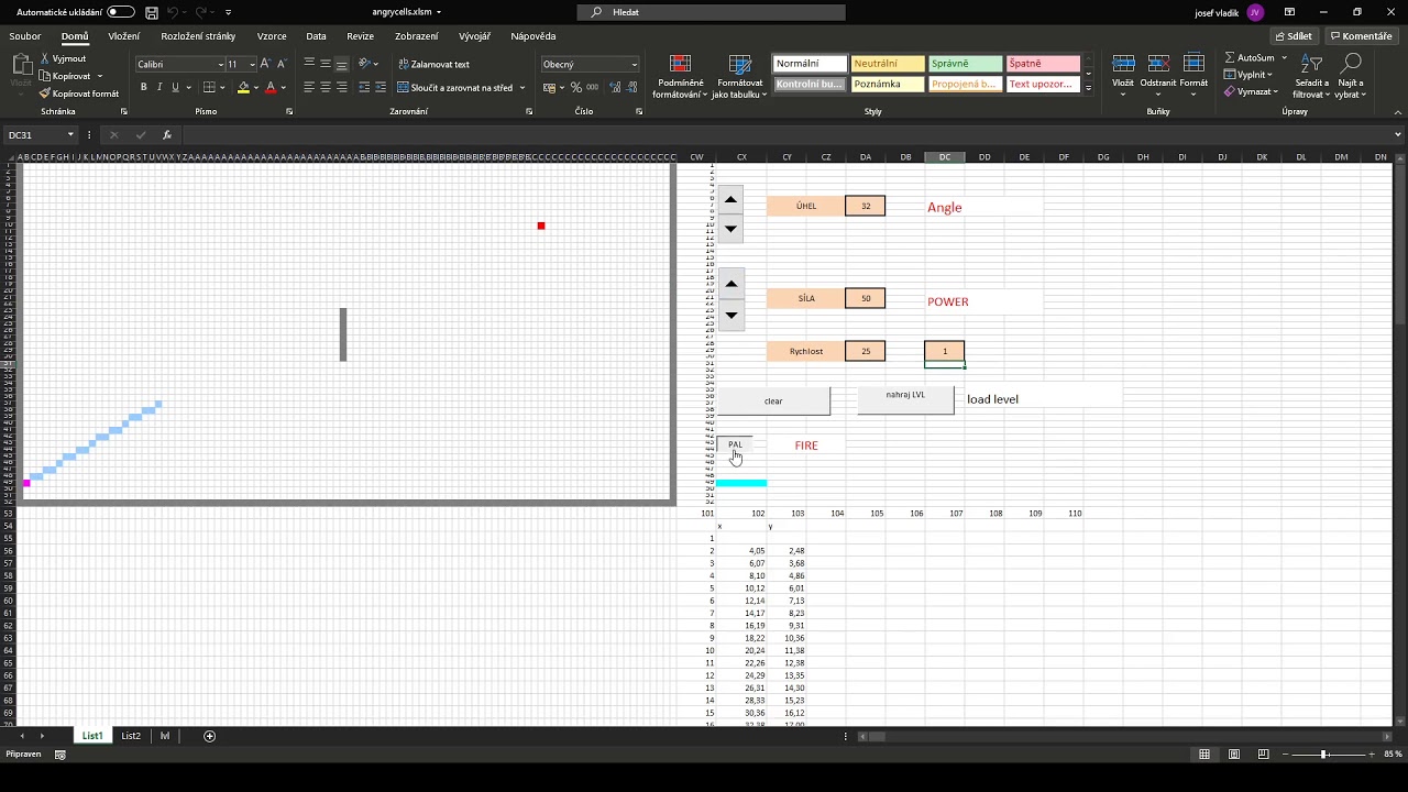 EXCEL - Angry cells, cannon GAME - YouTube