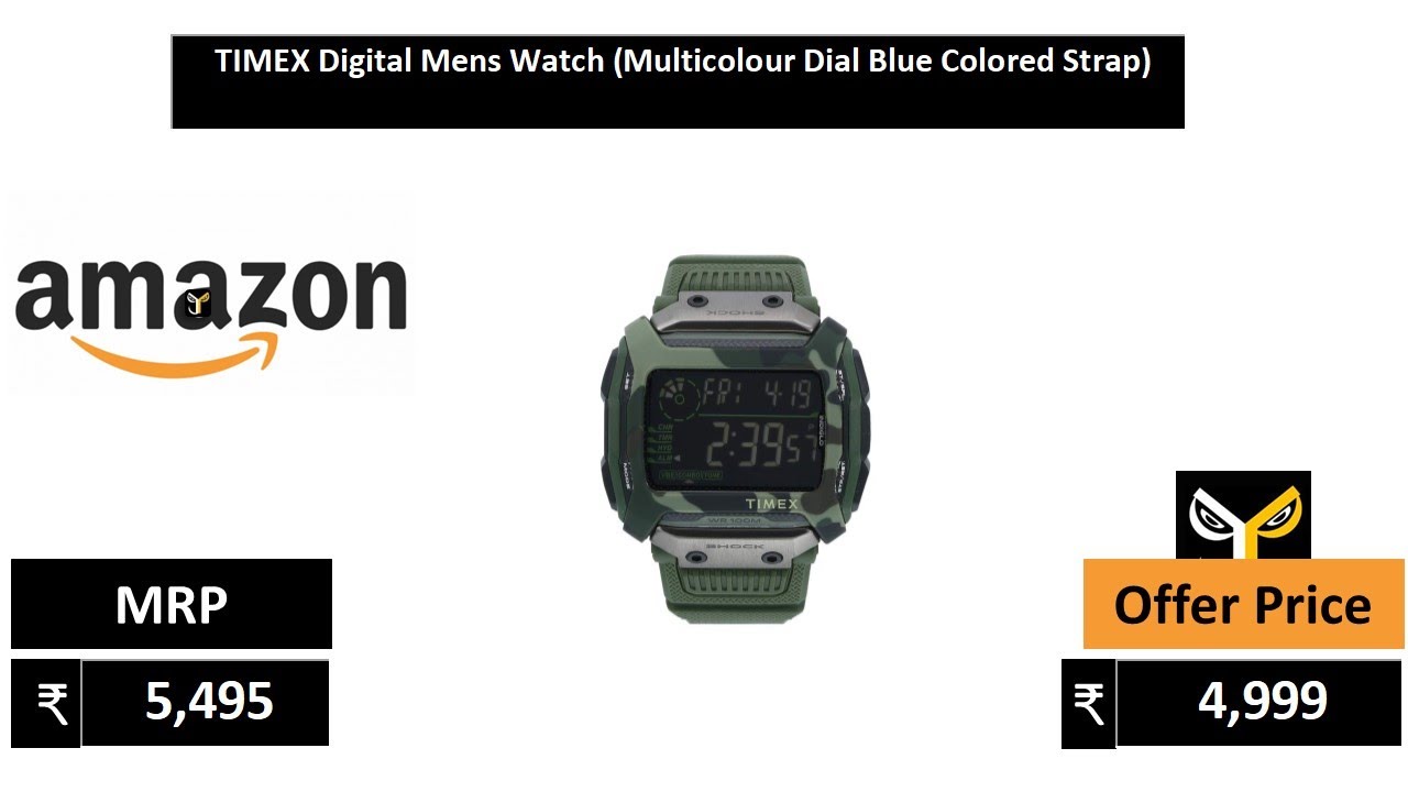 TIMEX Digital Mens Watch Multicolour Dial Blue Colored Strap - YouTube