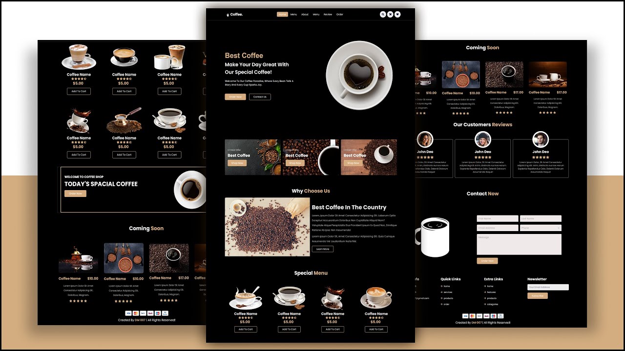 How to Create Coffee Shop website | HTML CSS and JS Project | Website ...