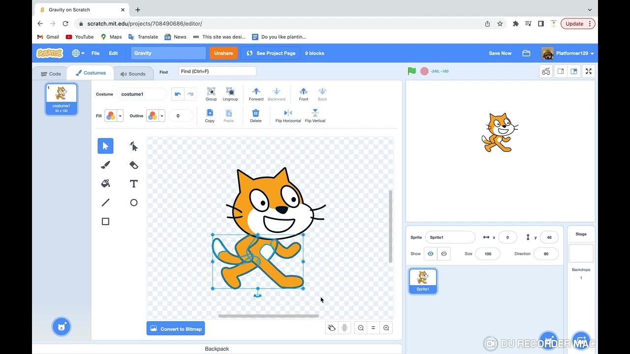 How to make gravity in scratch. - YouTube