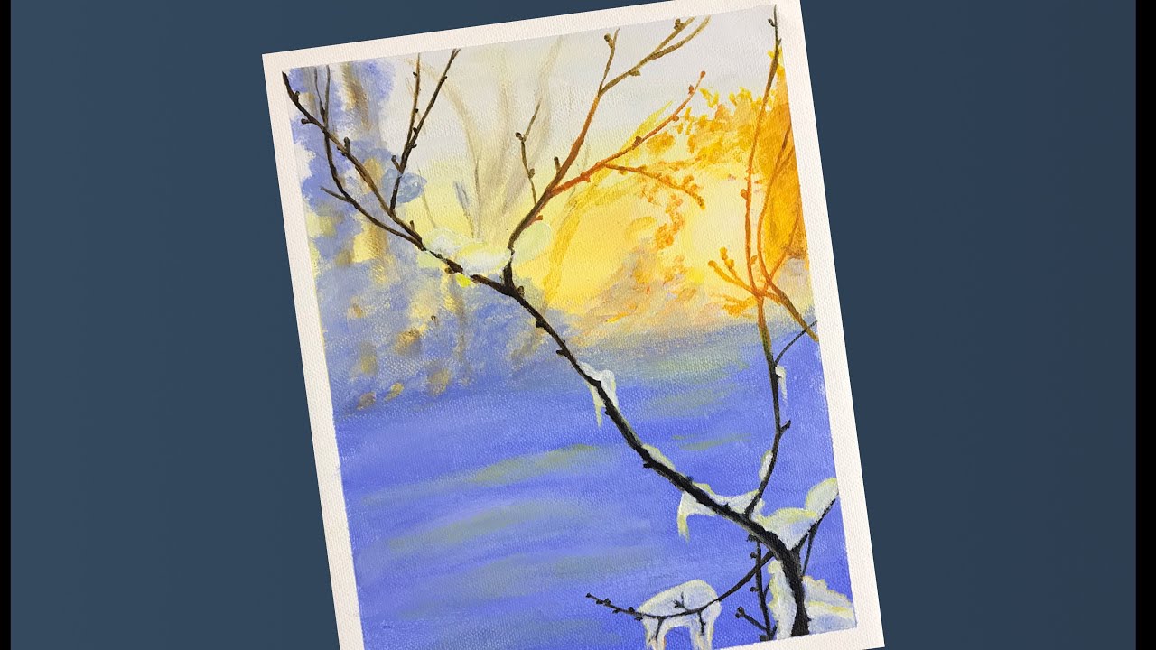 Winter Landscape Painting | Winter Morning Step by Step For Beginners ...