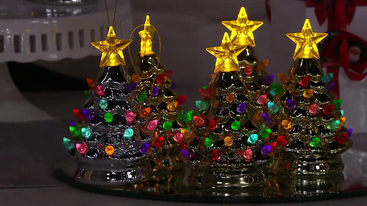 Mr. Christmas Set of 4 Lit Nostalgic Tree Ornaments with Gift Bags on ...