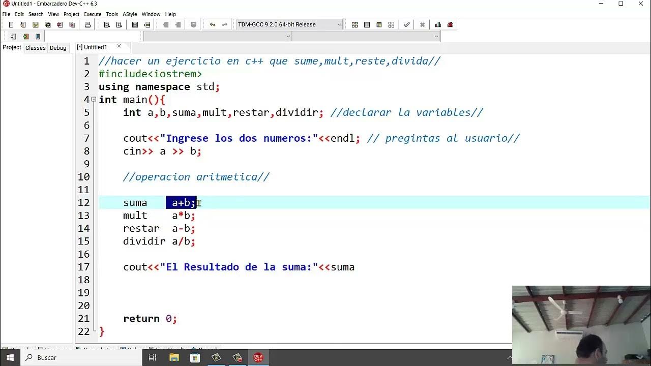 ejercicio en c++ de sumar,restar,multiplicar,dividir con la variable ...