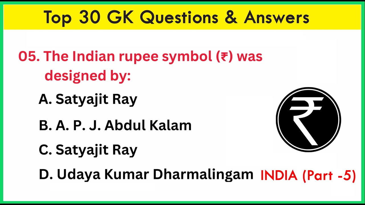 Top 30 INDIA GK question and answer | GK questions & answers | GK - 9 ...