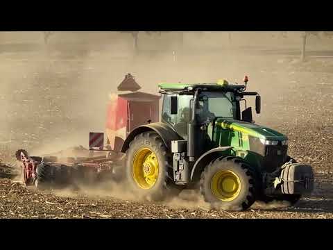 Sämaschine Kverneland u-drill 6000 gezogen von John Deere 7310 R