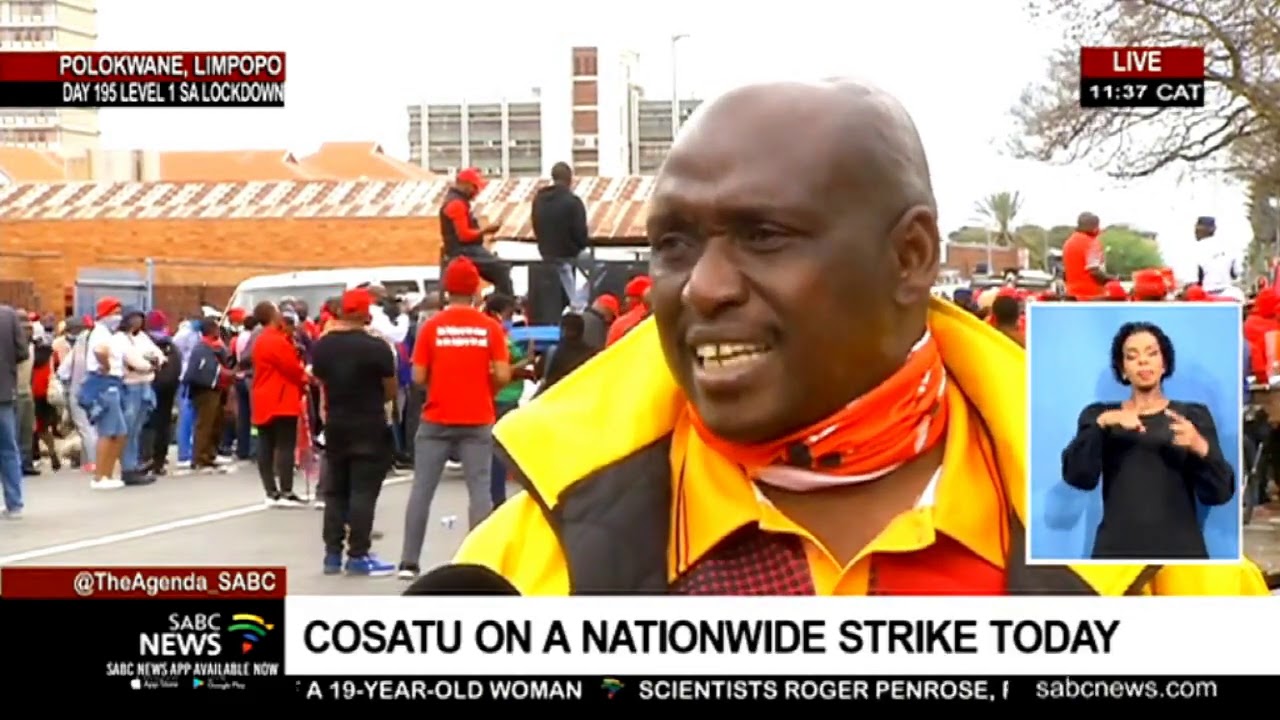 COSATU's general-secretary Bheki Ntshatshali on a nationwide strike ...