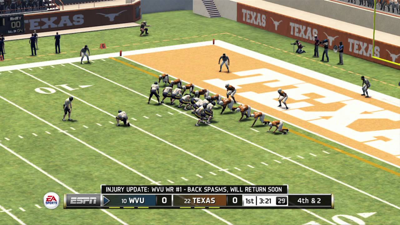NCAA Football 13 CPU vs CPU Gameplay from E3 - West Virginia @ Texas ...