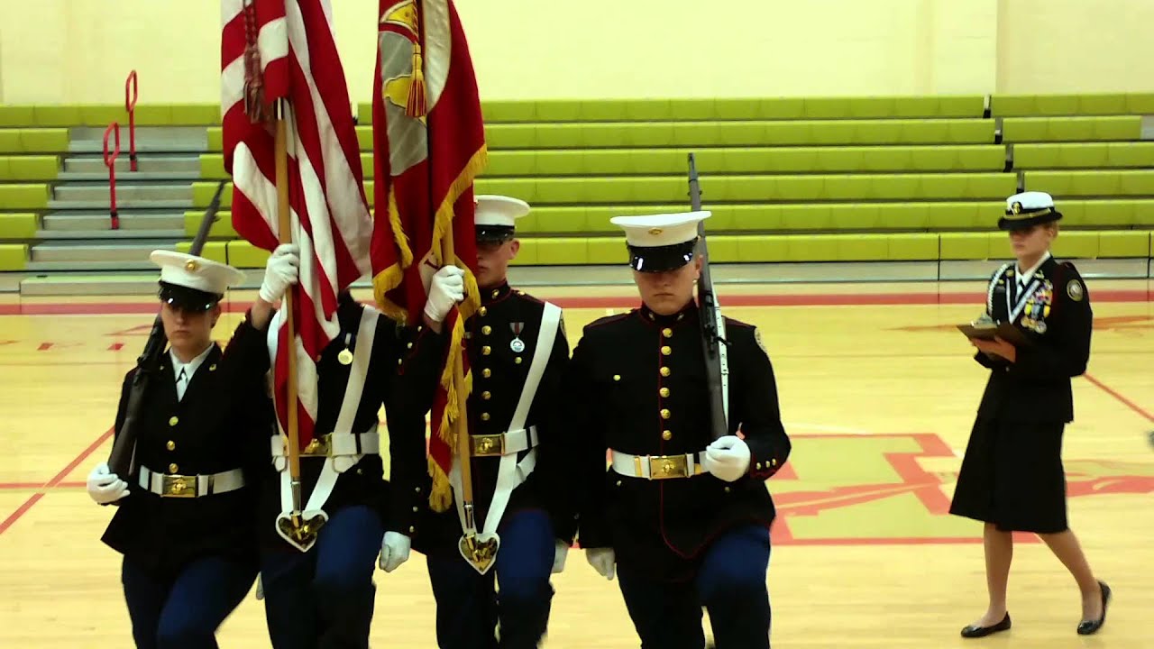 Ambridge MCJROTC color guard compitetion - YouTube