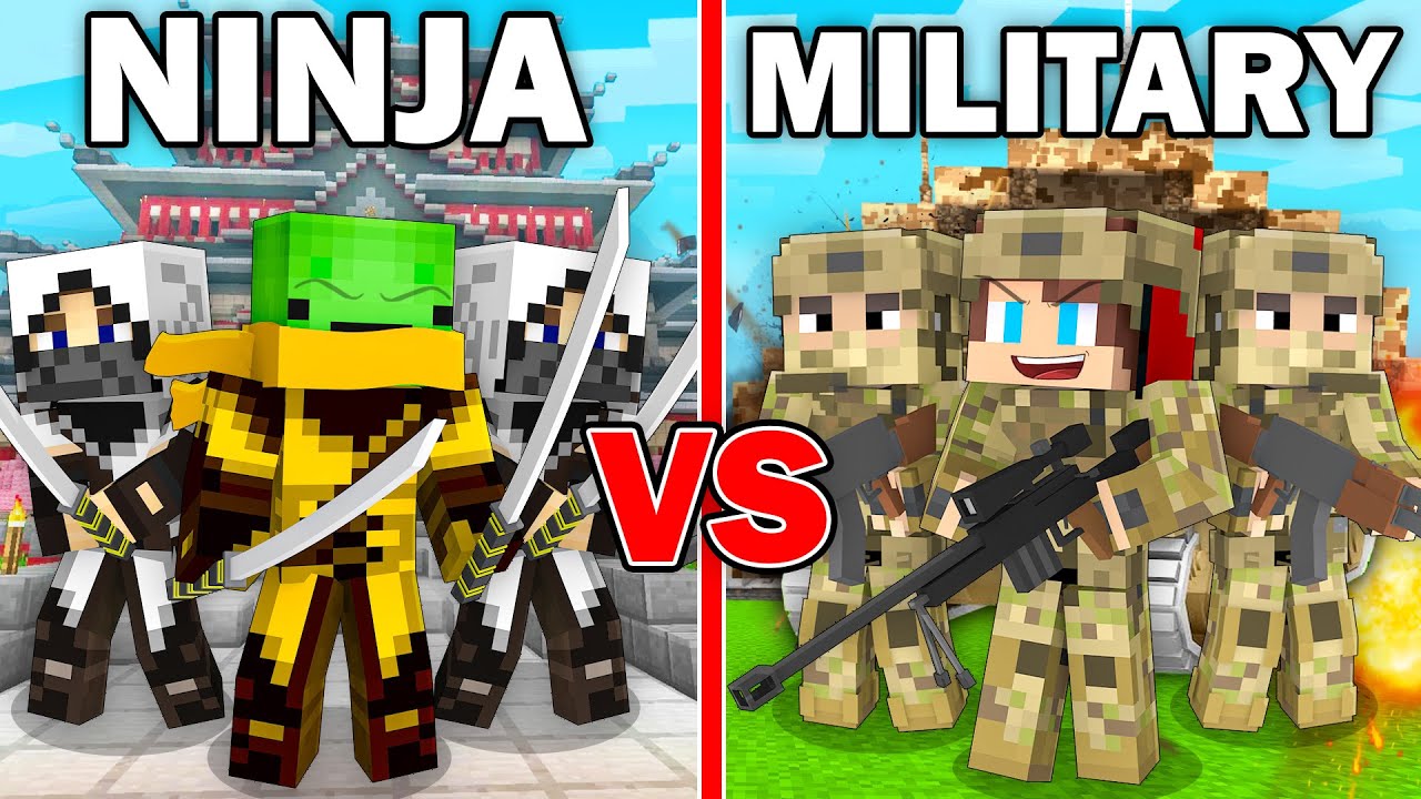 Mikey NINJA Army vs JJ MILITARY Army Survival Battle in Minecraft ? (Maizen) - YouTube