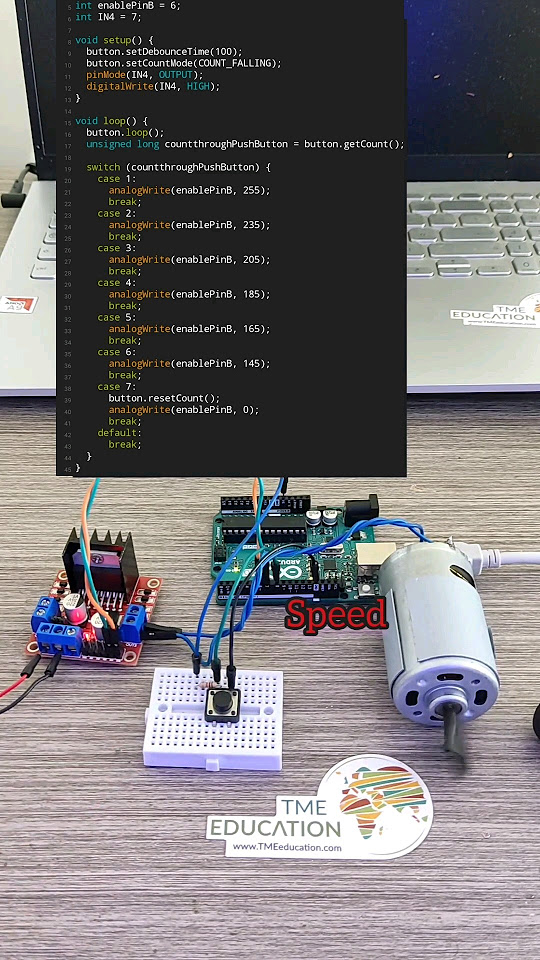 DC Motor Speed Control Arduino #shorts @TMEEducation - YouTube
