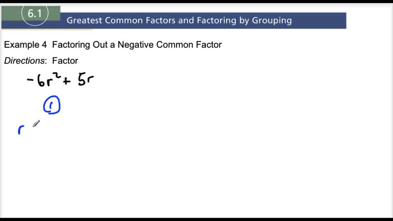 6.1 Example 4 Factoring Out a Negative Common Factor - YouTube