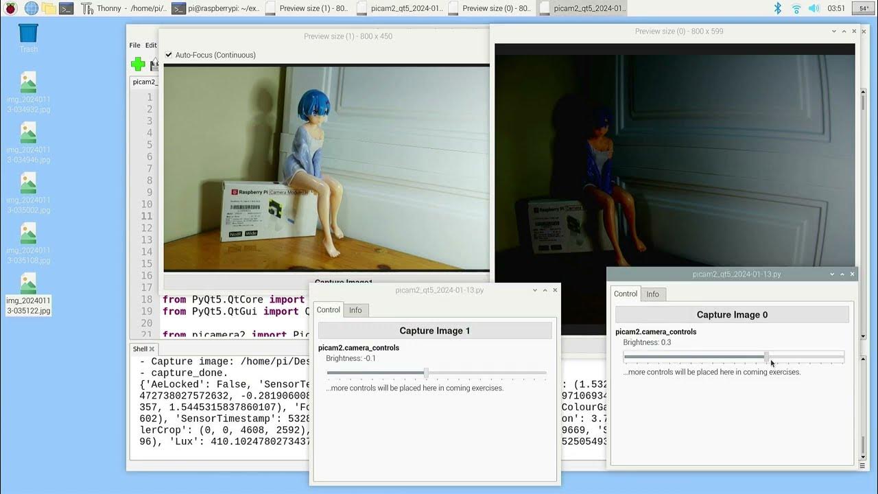 Python/PyQt5/Picamera2 to control Raspberry Pi Cameras, with camera_controls for brightness ...