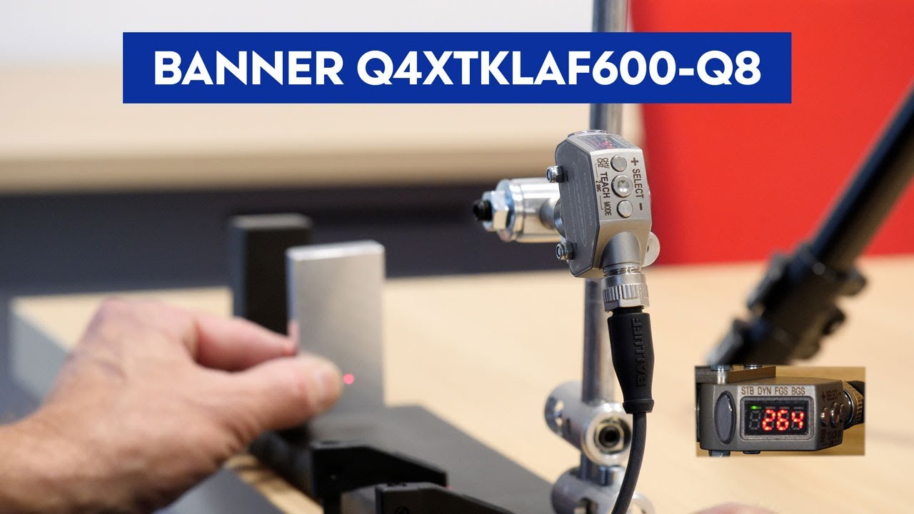 BANNER Q4XTKLAF600-Q8 - nastavenie snímača - YouTube