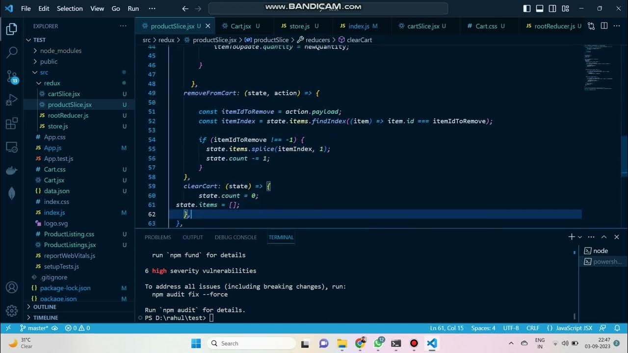Implementing Slice and Reducer in eCommerce with Redux Toolkit - YouTube