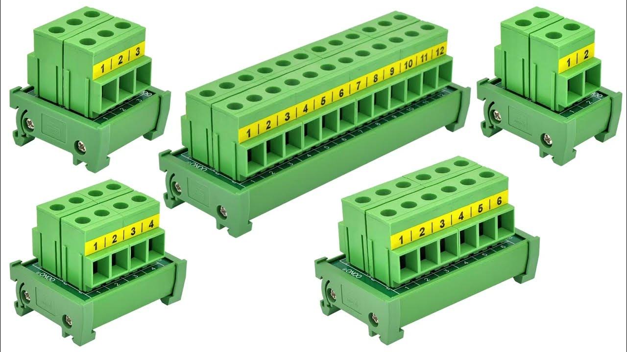 DIN Rail Mount 52Amp 300V 2 - 12 Position Screw Terminal Block ...