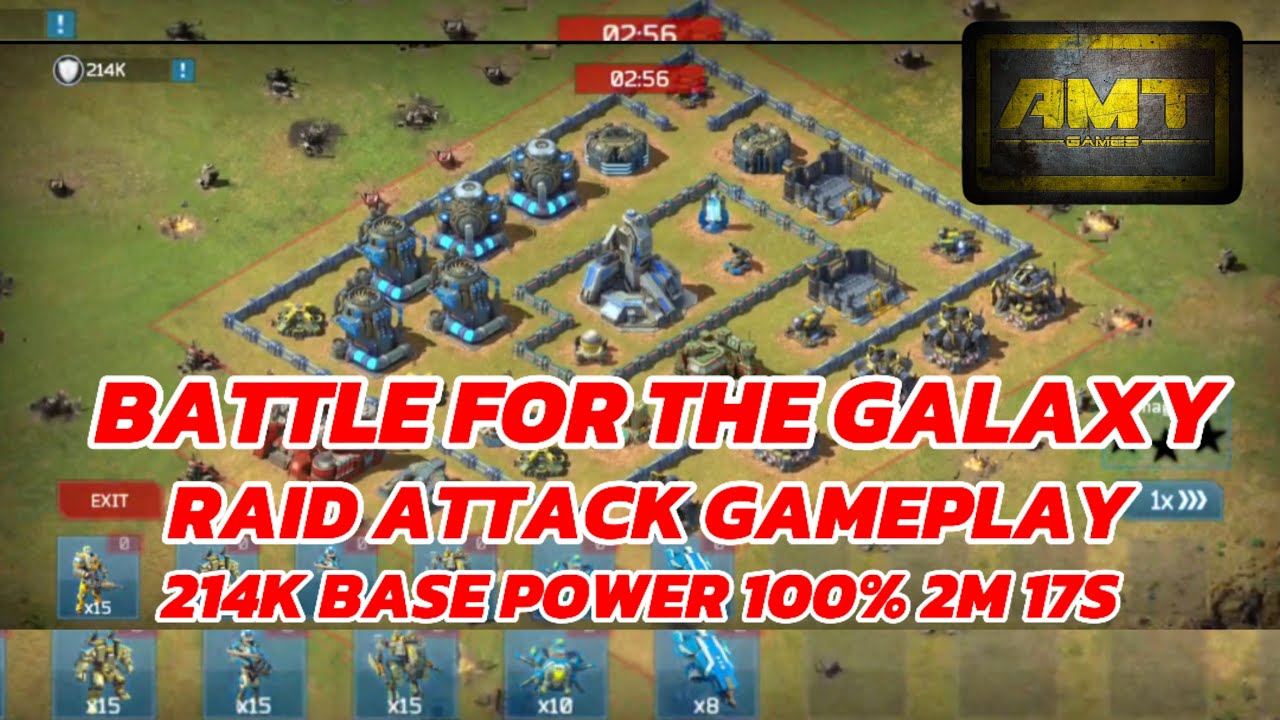 BATTLE FOR THE GALAXY RAID ATTACK GAMEPLAY | 214K BASE POWER 100% ...